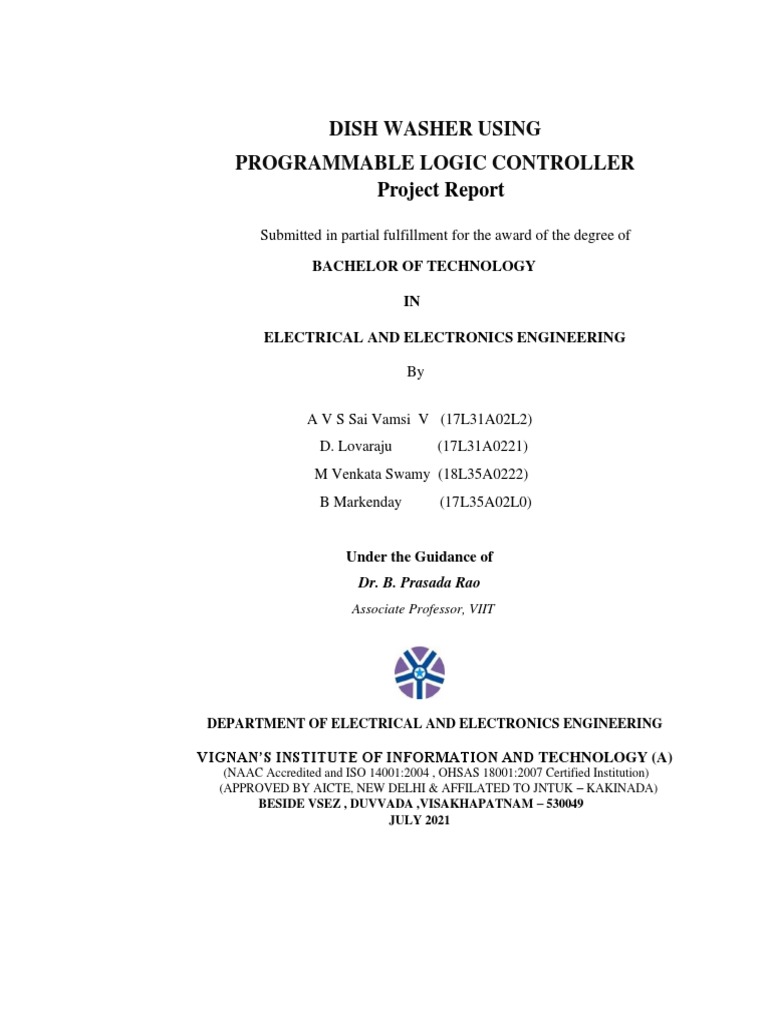 Project Report: Dish Washer Using Programmable Logic Controller | Download Free PDF ...
