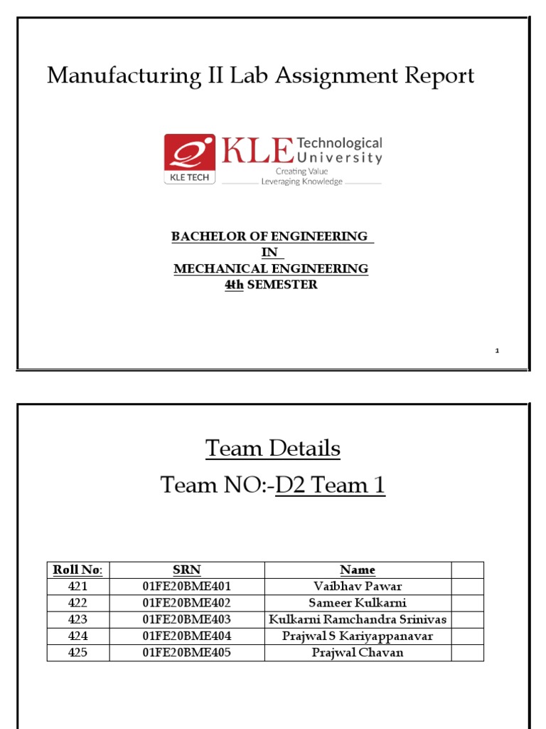 Manufacturing II Lab Assignment Report | PDF | Engineering