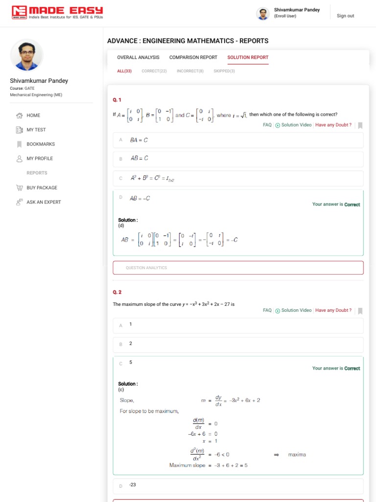Advance: Engineering Mathematics - Reports: Shivamkumar Pandey | PDF ...