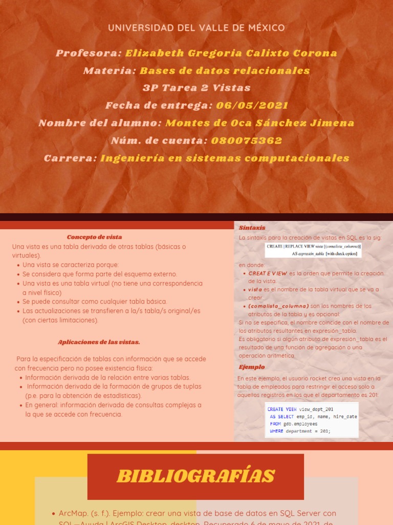 3P Tarea 2 Vistas | PDF | SQL | Bases de datos