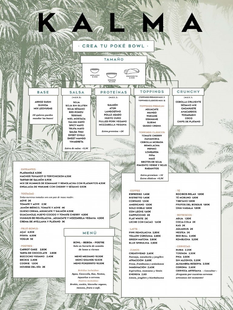 Carta Kalma Poke Bar | PDF