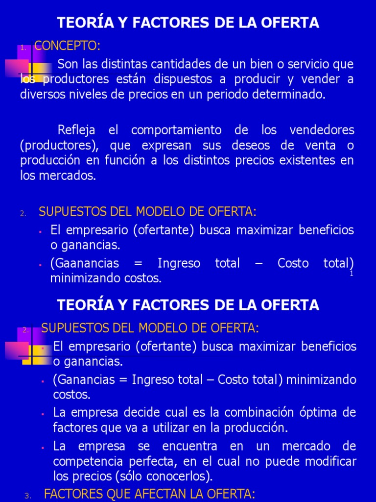 Teoría y Factores de La Oferta - Economia | PDF | Oferta (economía ...
