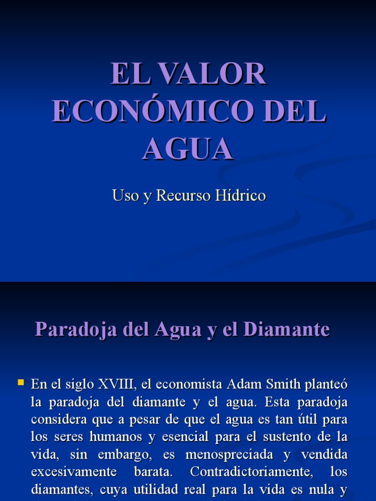 El Valor Económico Del Agua | Descargar gratis PDF | Agua | Economias