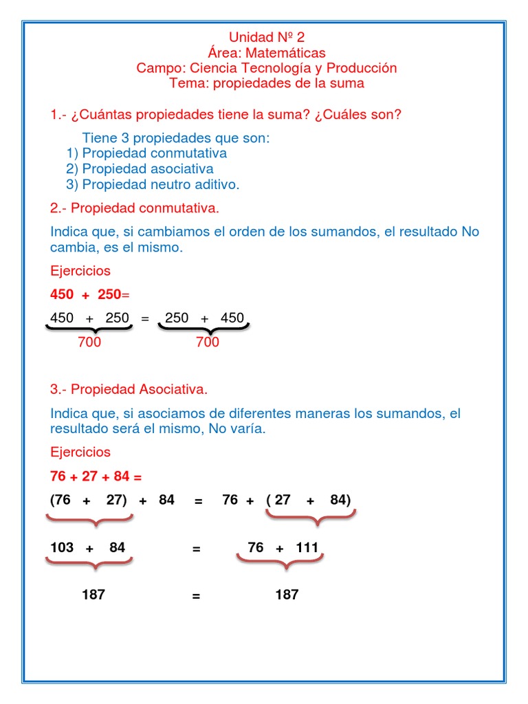 Propiedad de La Suma | PDF | Métodos y materiales de enseñanza