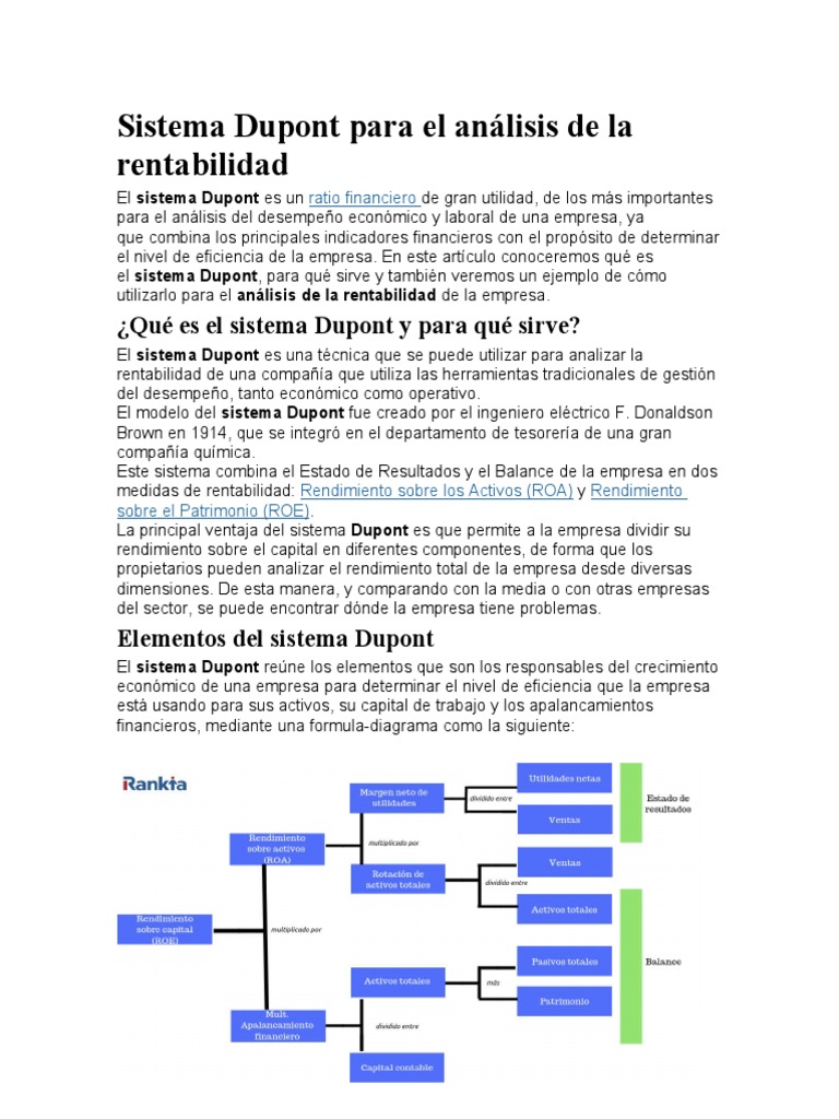 Sistema Dupont para El Análisis de La Rentabilidad | PDF | Rentabilidad sobre recursos propios ...