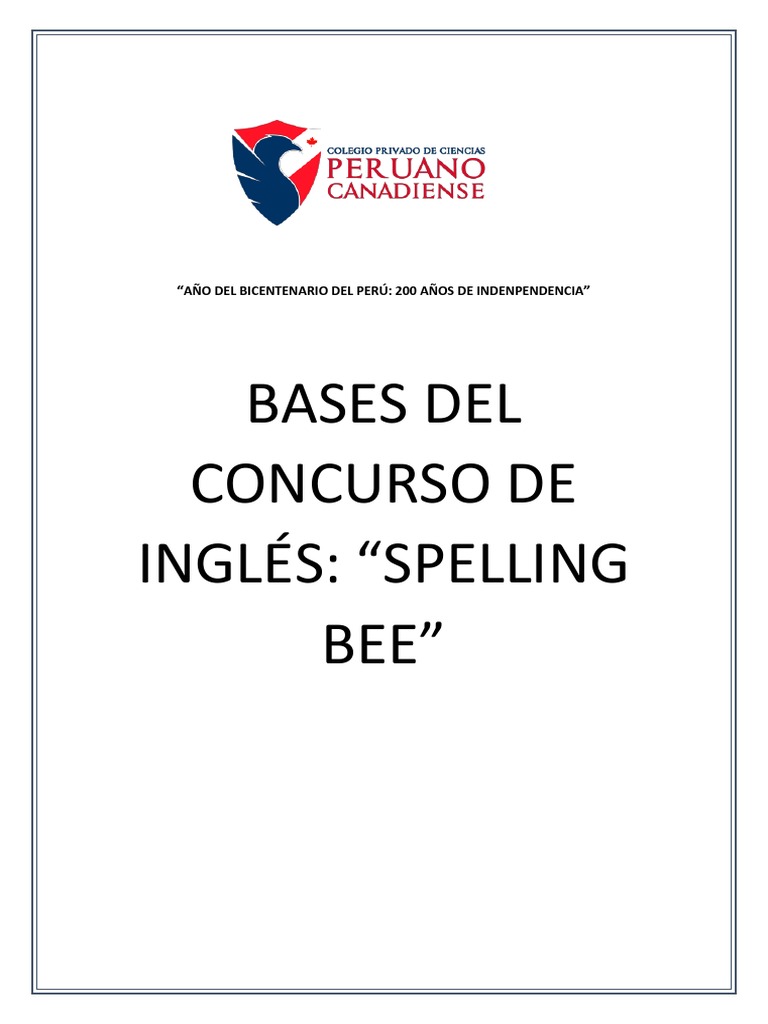 Bases del Concurso Spelling Bee 2023 | PDF | Perú | Estudiantes