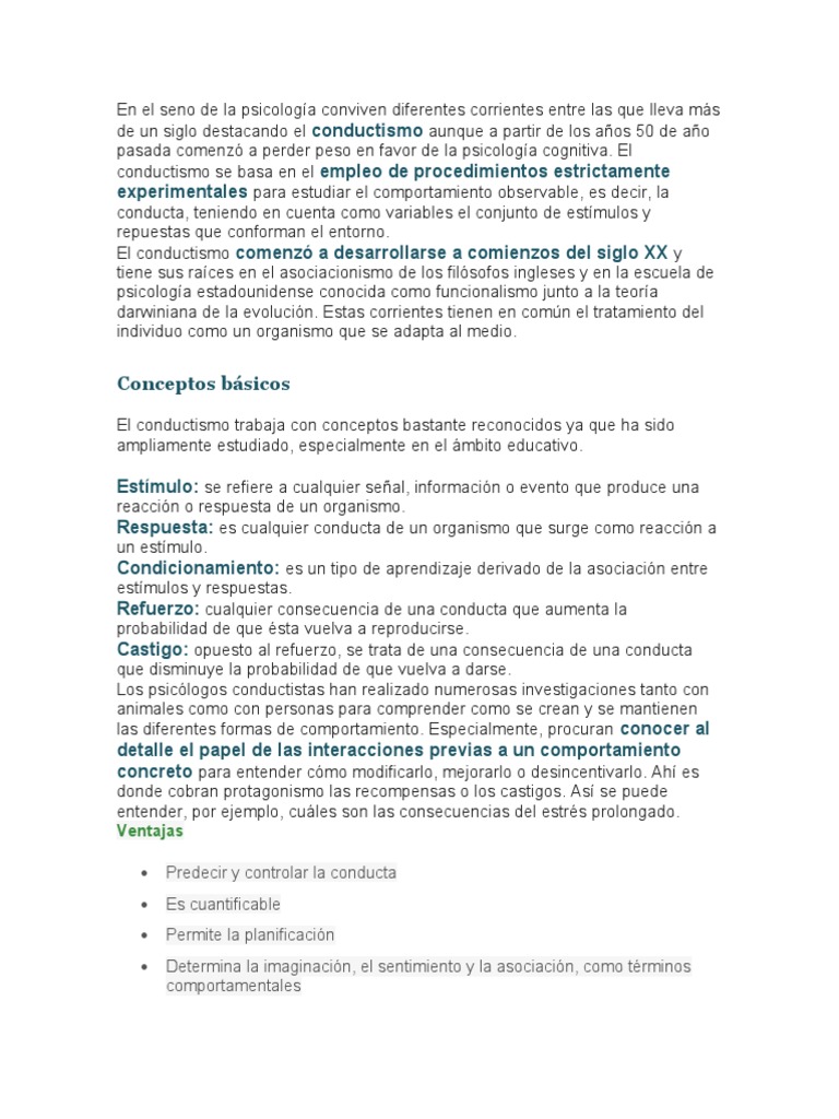 Conductismo | PDF | Sicología | Comportamiento