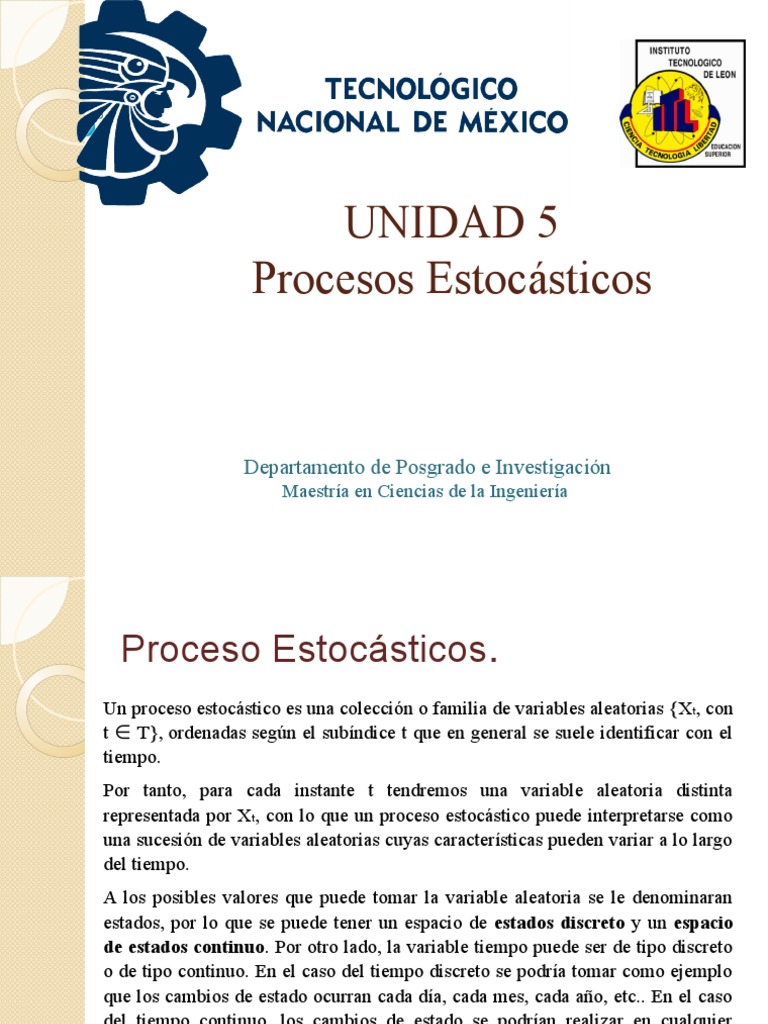 Unidad 5 Procesos Estocásticos | PDF | Enseñanza de matemática ...