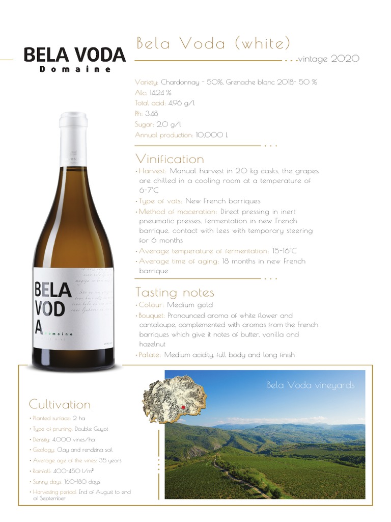 Bela Voda White 2020 | PDF | Aroma Of Wine | Winemaking