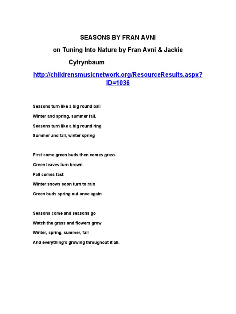 Seasons Poem for Preschoolers | PDF | Poetry