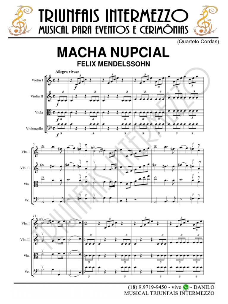 Marcha Nupcial - Felix Mendelssohn (Quarteto de Cordas) | PDF