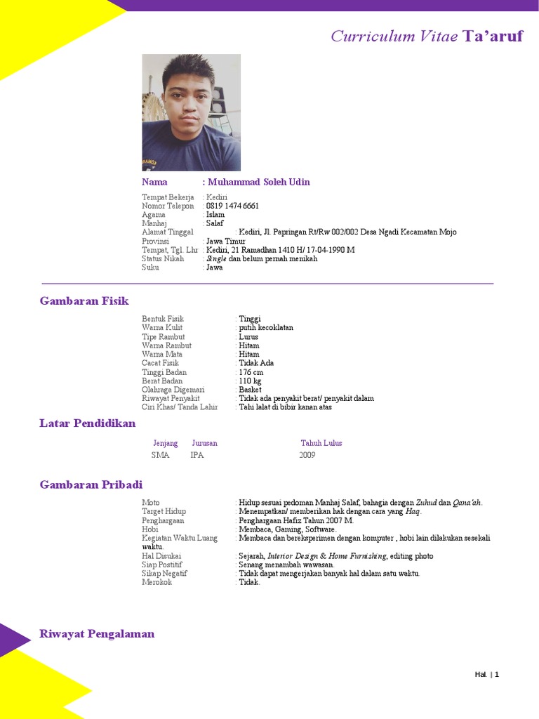 CV Taaruf 2020 | PDF