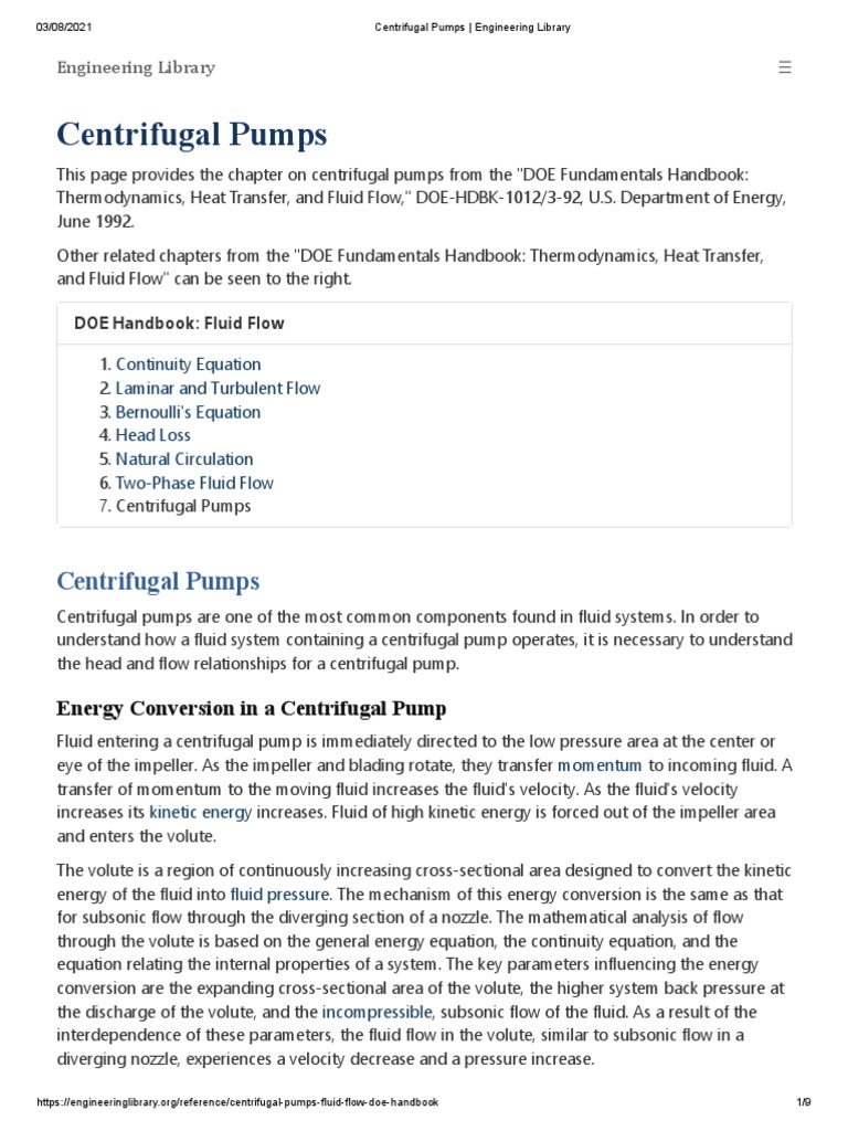 Centrifugal Pumps - Engineering Library | PDF | Pump | Fluid Dynamics