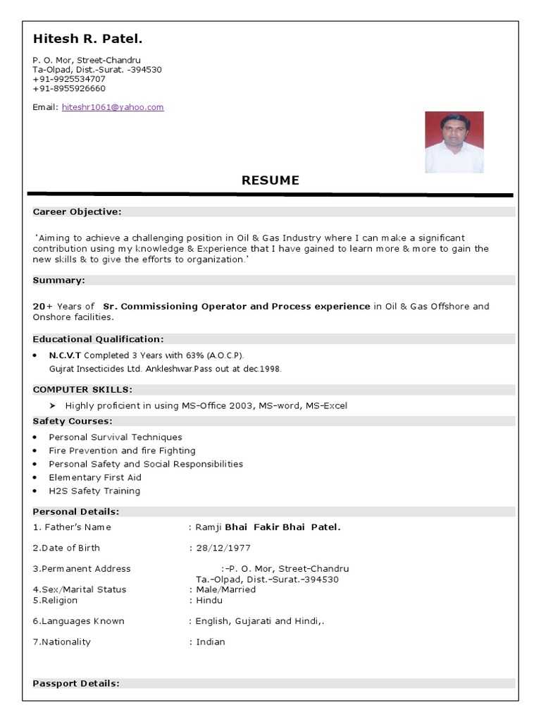 Senior Commissioning Operator Resume | PDF | Water | Heat Exchanger