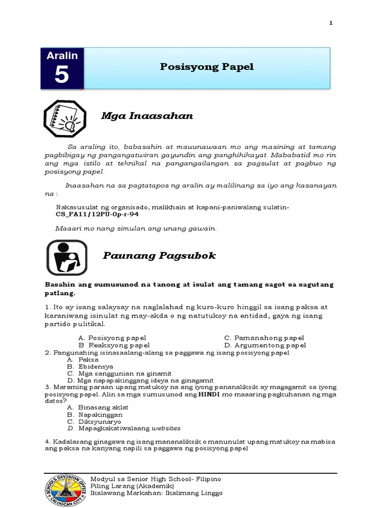 Filipino Akademik Q2 Week 5 | PDF