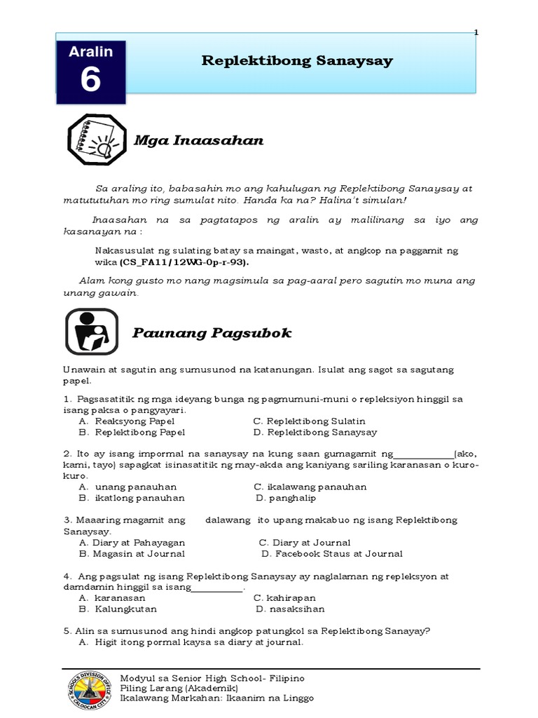 Filipino Akademik Q2 Week 6 | PDF