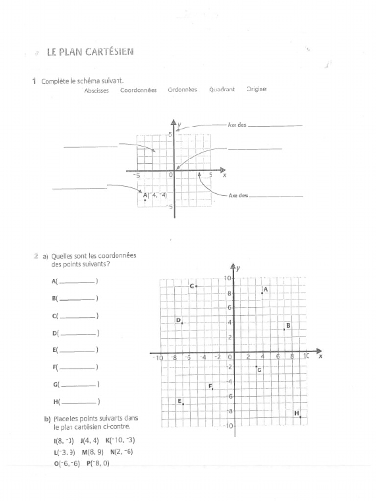 Exploration du Plan Cartésien | PDF | Coordonnées cartésiennes ...