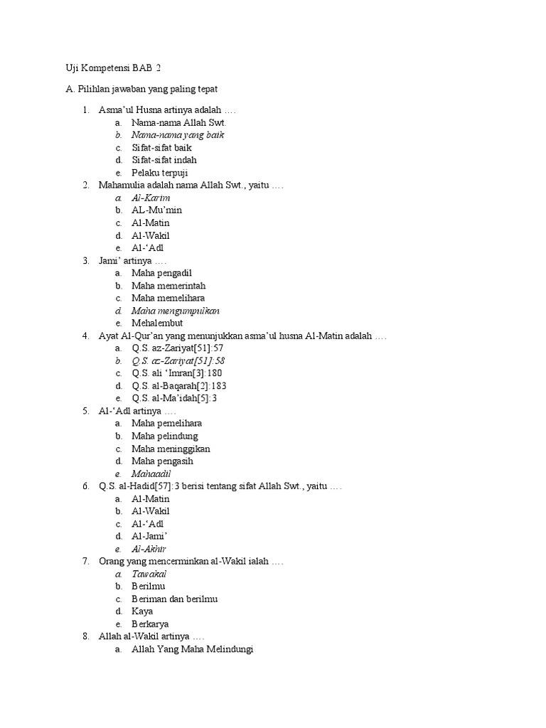 Soal Pilgan BAB 2 | PDF