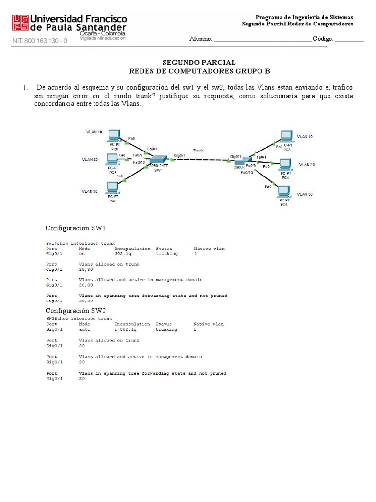 Análisis de configuración de VLAN y enrutamiento inter-VLAN en Packet Tracer | PDF ...