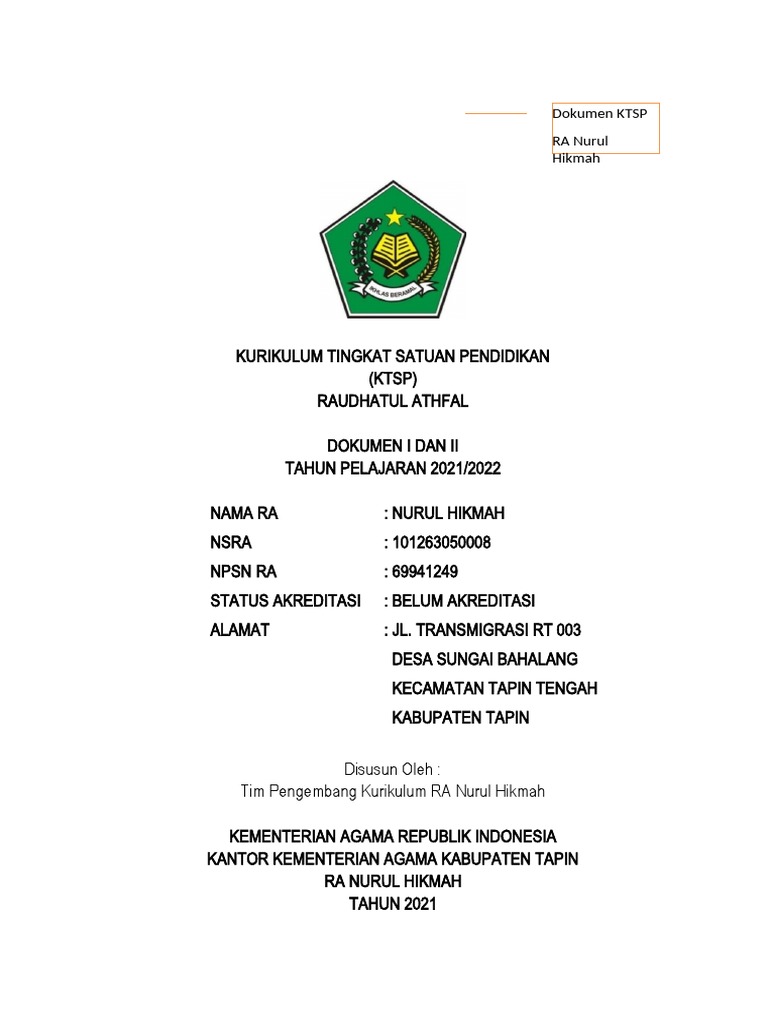 KTSP Tahun Ajaran Baru | PDF