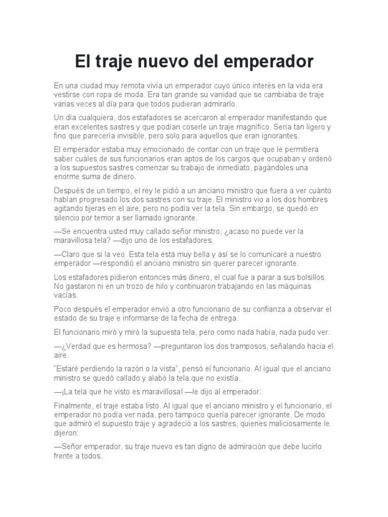 El Traje Nuevo Del Emperador | PDF