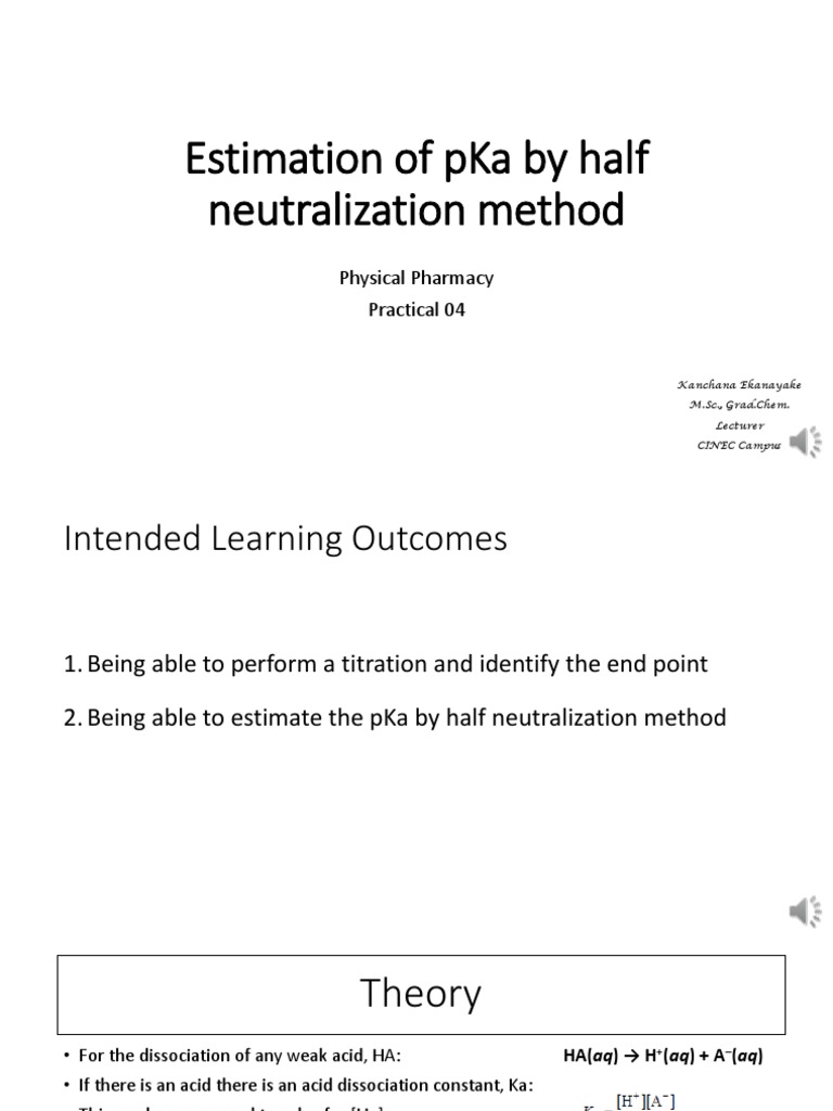 Practical 04 - Estimation of PKa by Half Neutralization Method | PDF ...
