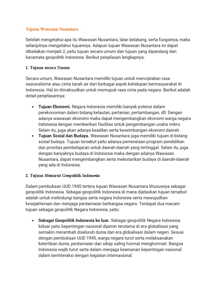 Tujuan Wawasan Nusantara | PDF