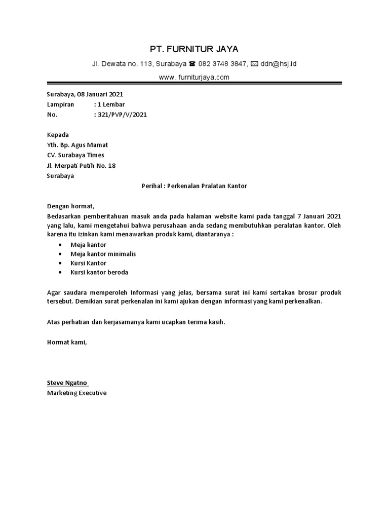 Surat Perkenalan Produk | PDF