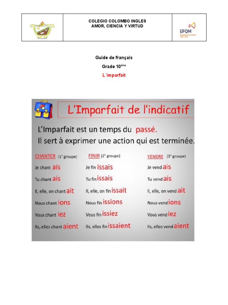 Guide de Français L Imparfait | PDF