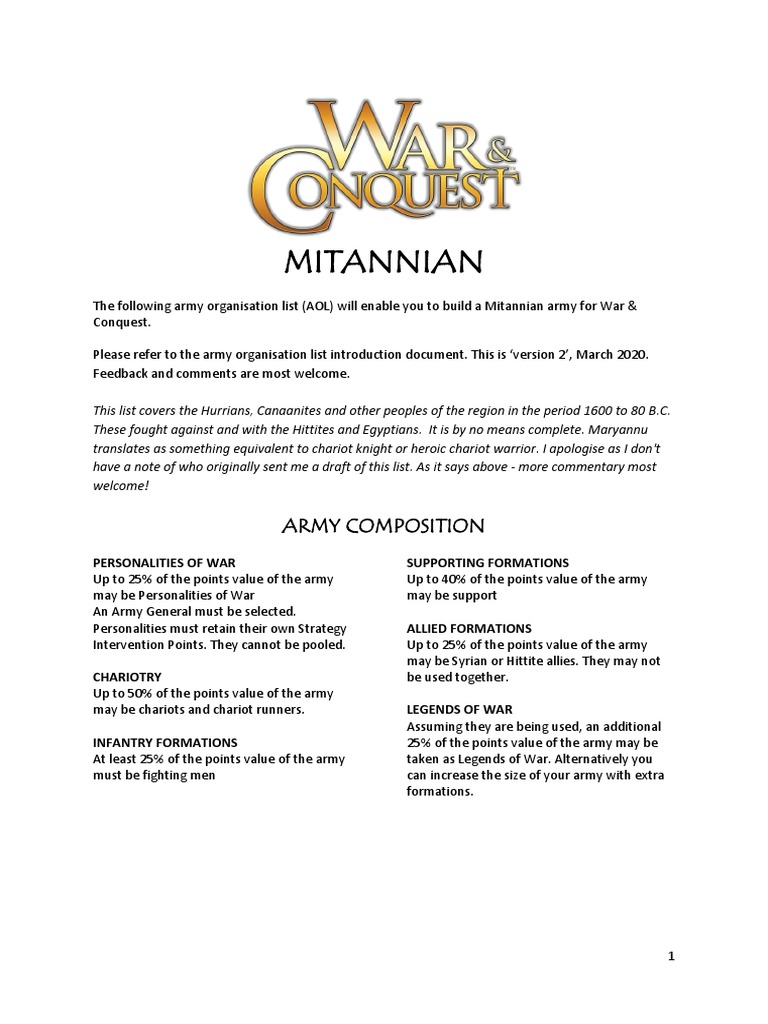 Mitannian: Army Composition | Download Free PDF | Infantry | Wars ...