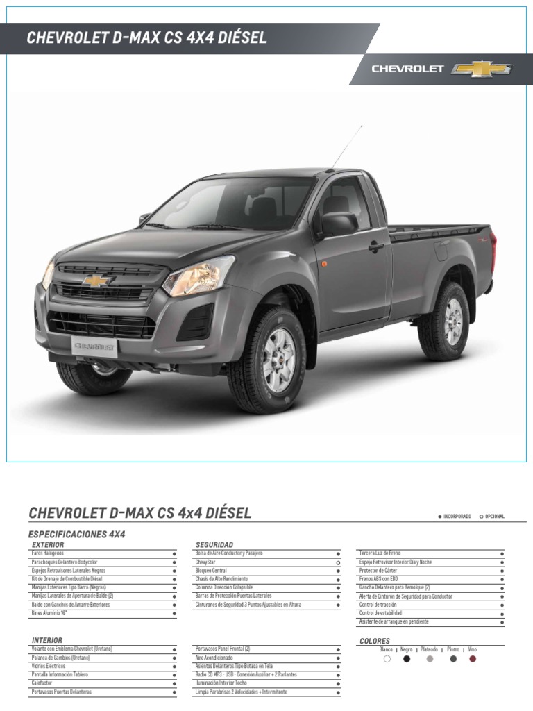 Hoja Tecnica Dmax Cs 4x4 Diesel | PDF | Tracción en las cuatro ruedas ...