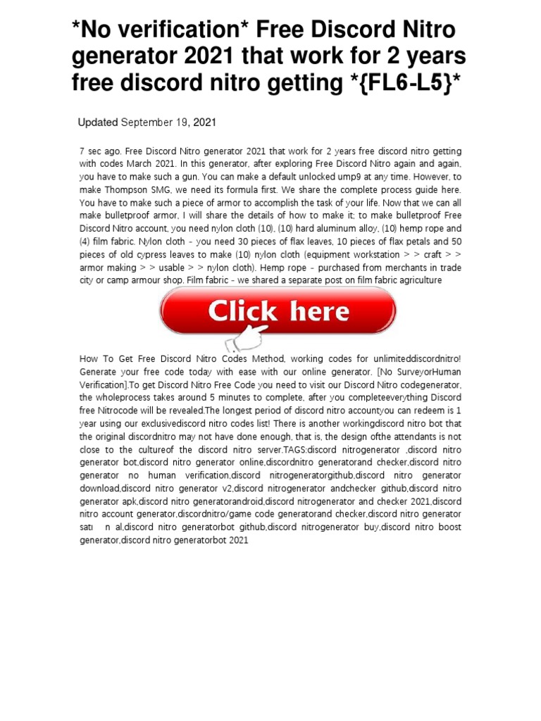 No Verification Free Discord Nitro Generator 2021 That Work For 2 Years ...