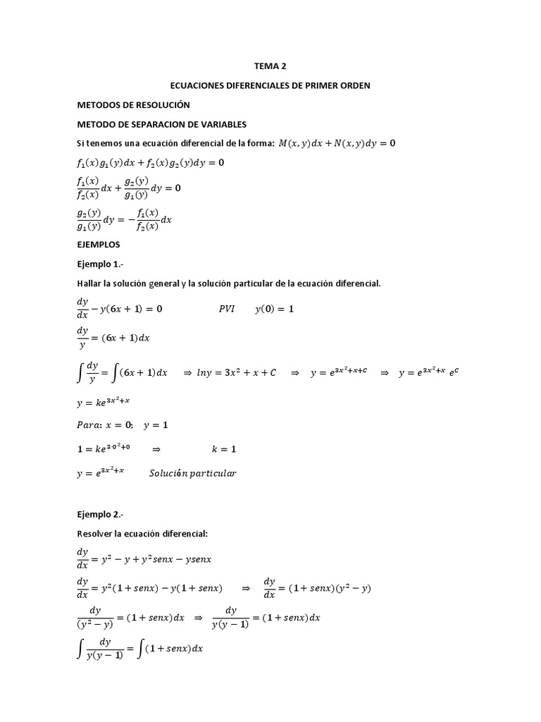 Ecuaciones Diferenciales de Primer Orden | PDF | Ecuaciones | Ecuación ...