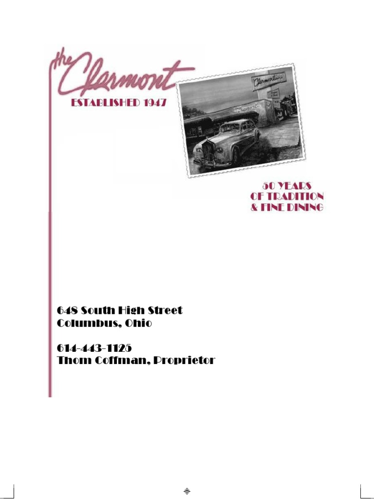 Clarmont Dinner Menu | Download Free PDF | Salad | European Cuisine