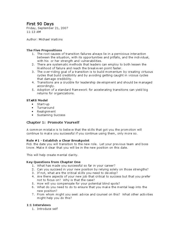 First 90 Days | PDF | Goal | Negotiation