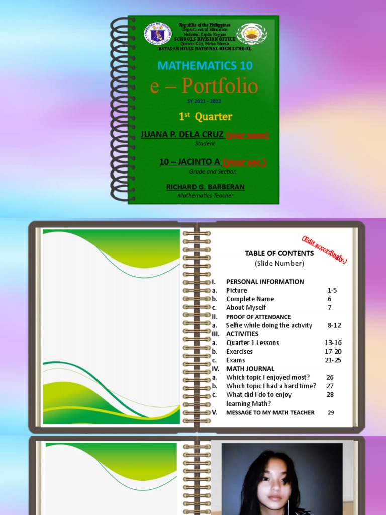 E - Portfolio: Mathematics 10 | PDF | Teaching | Learning