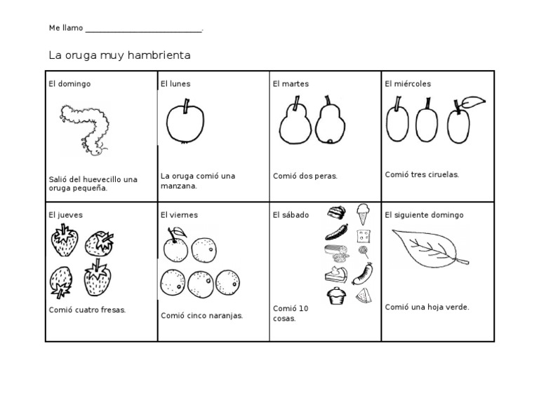Las Fichas De La Oruga Muy Hambrienta