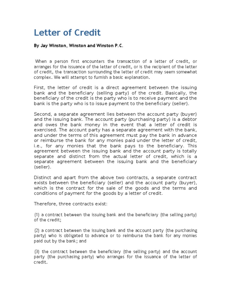 Letter of Credit Explained | PDF | Letter Of Credit | Credit