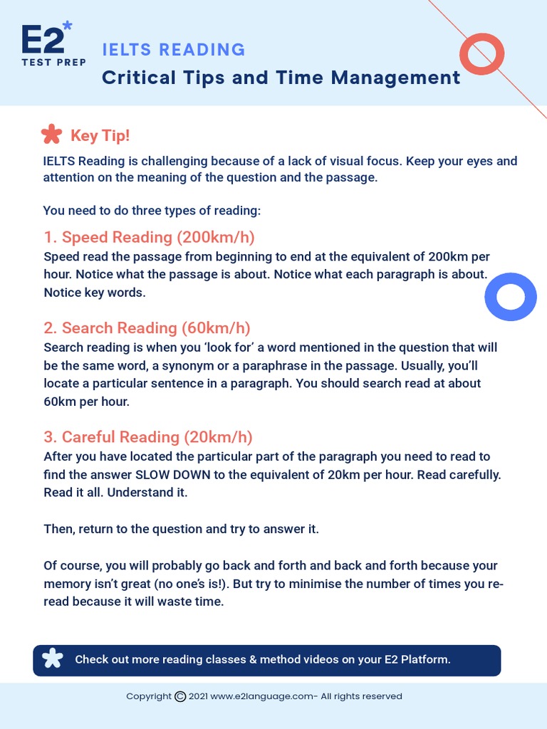 Critical Tips and Time Management: Ielts Reading | PDF | Milk | Nutrition