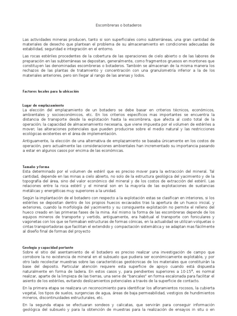 Guía sobre escombreras y botaderos mineros | PDF | Minería de ...
