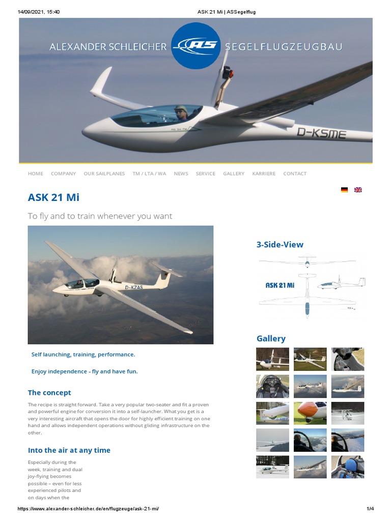 Alexander Schleicher-ASK-21-MI | PDF | Gliding | Glider (Sailplane)