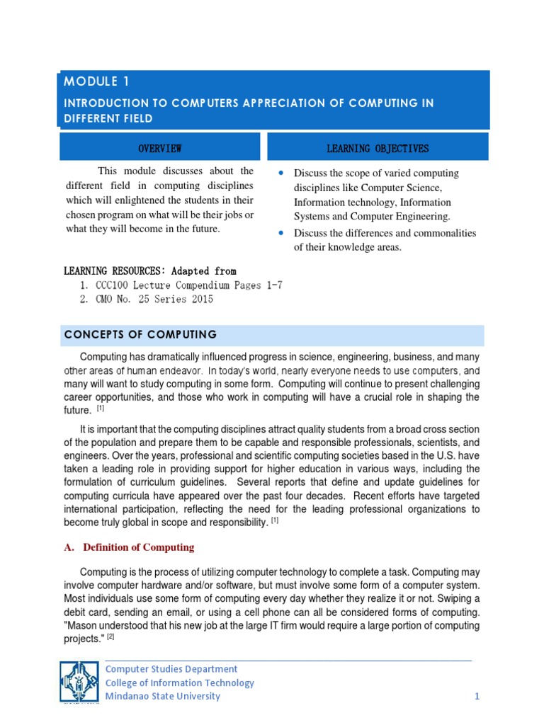 Ccc100 Module 1 Course Book Jcs | PDF | Computing | Computer Science