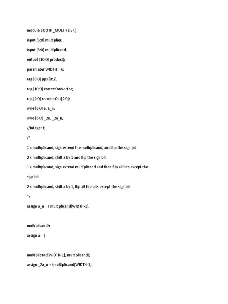 Module BOOTH | PDF | Multiplication | Parameter (Computer Programming)