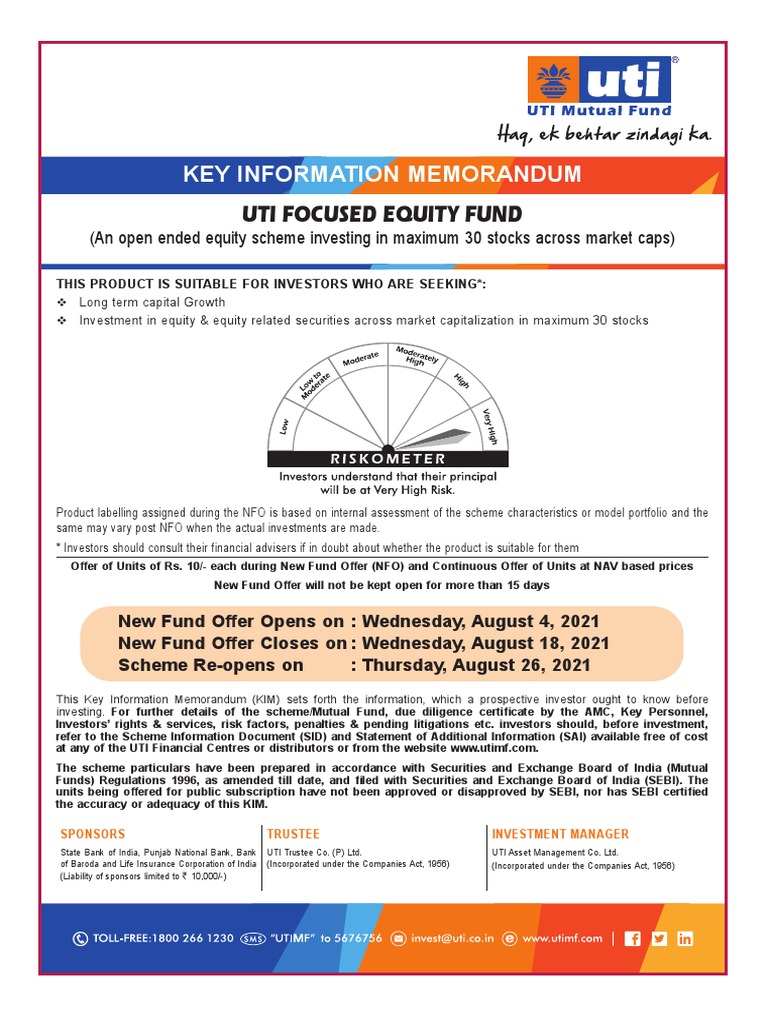 UTI Focused Equity Fund Overview | PDF | Securitization | Investing
