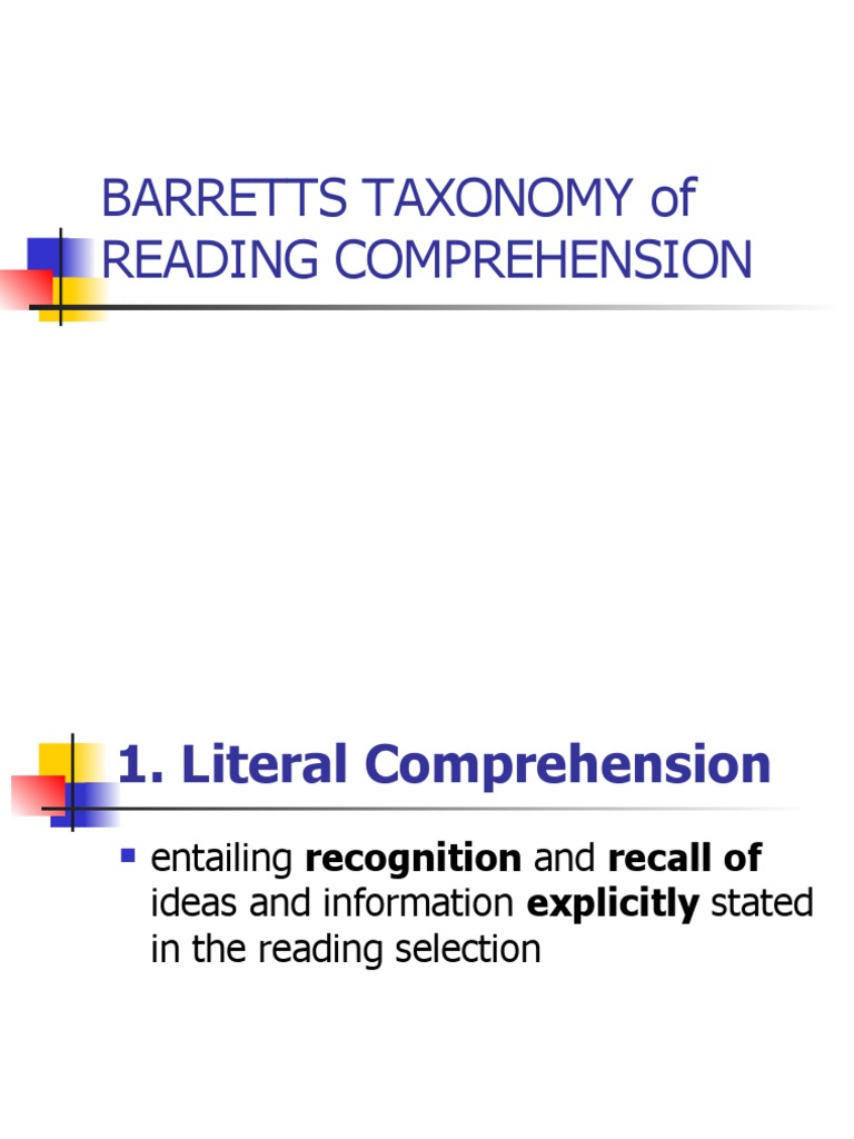 Barretts Taxonomy of Reading Comprehension | PDF | Reading ...