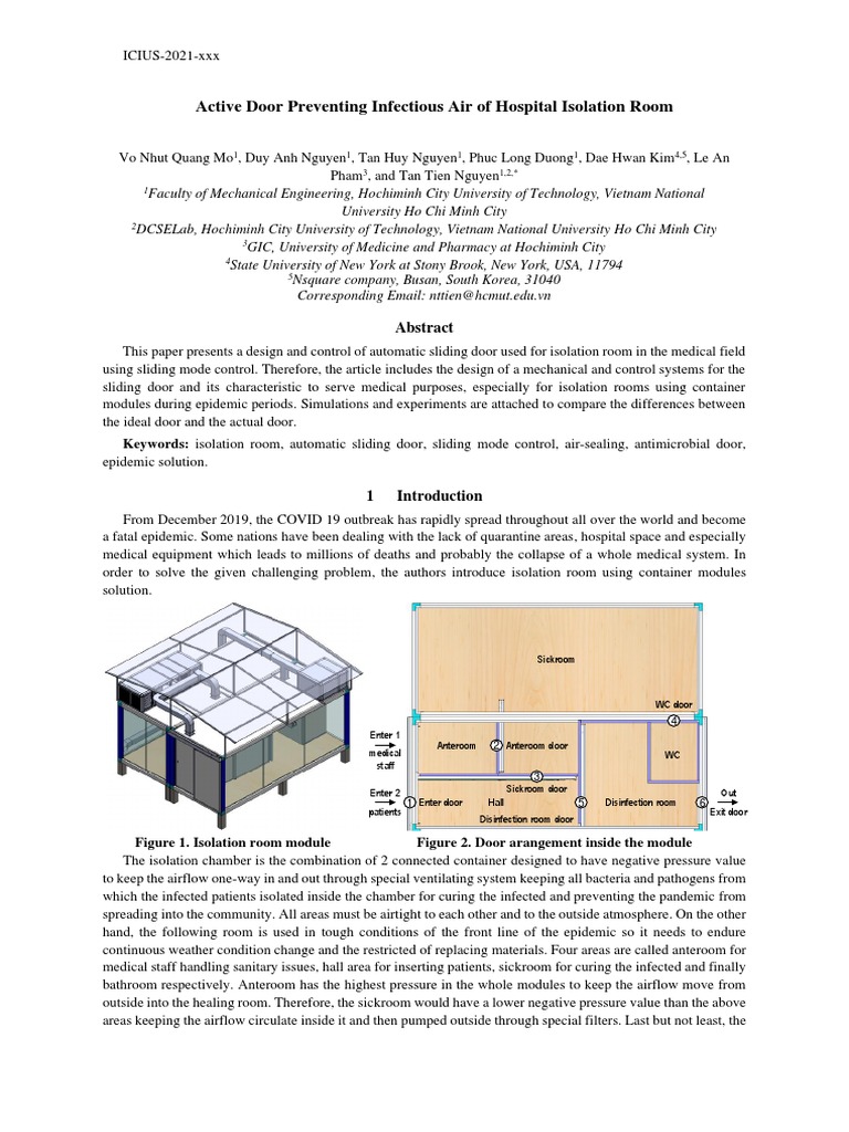 Design and Control of an Automatic Sliding Door System for Isolation ...
