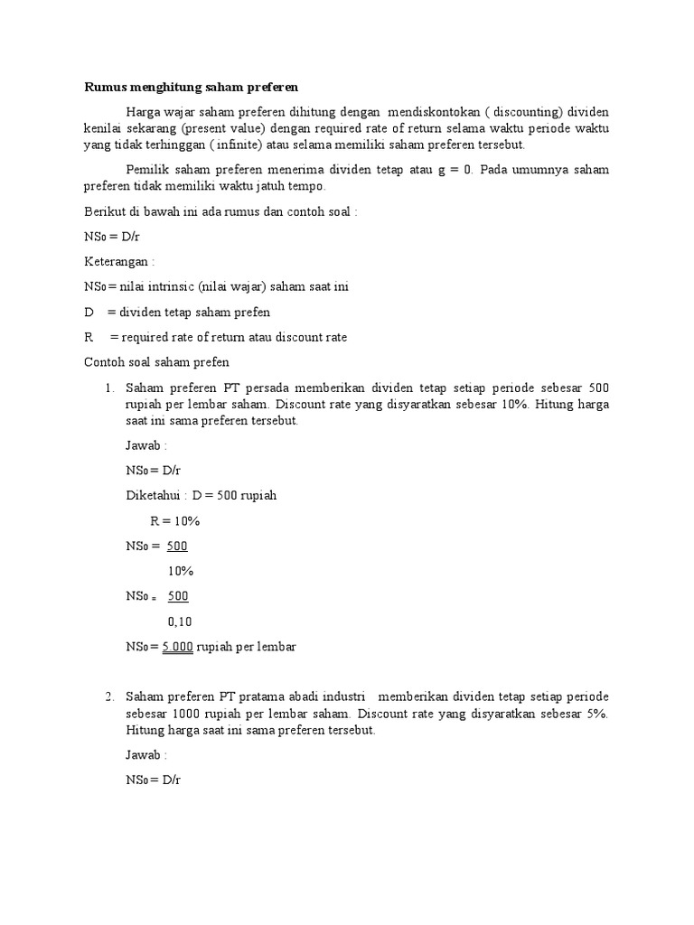 Rumus Menghitung Saham | PDF