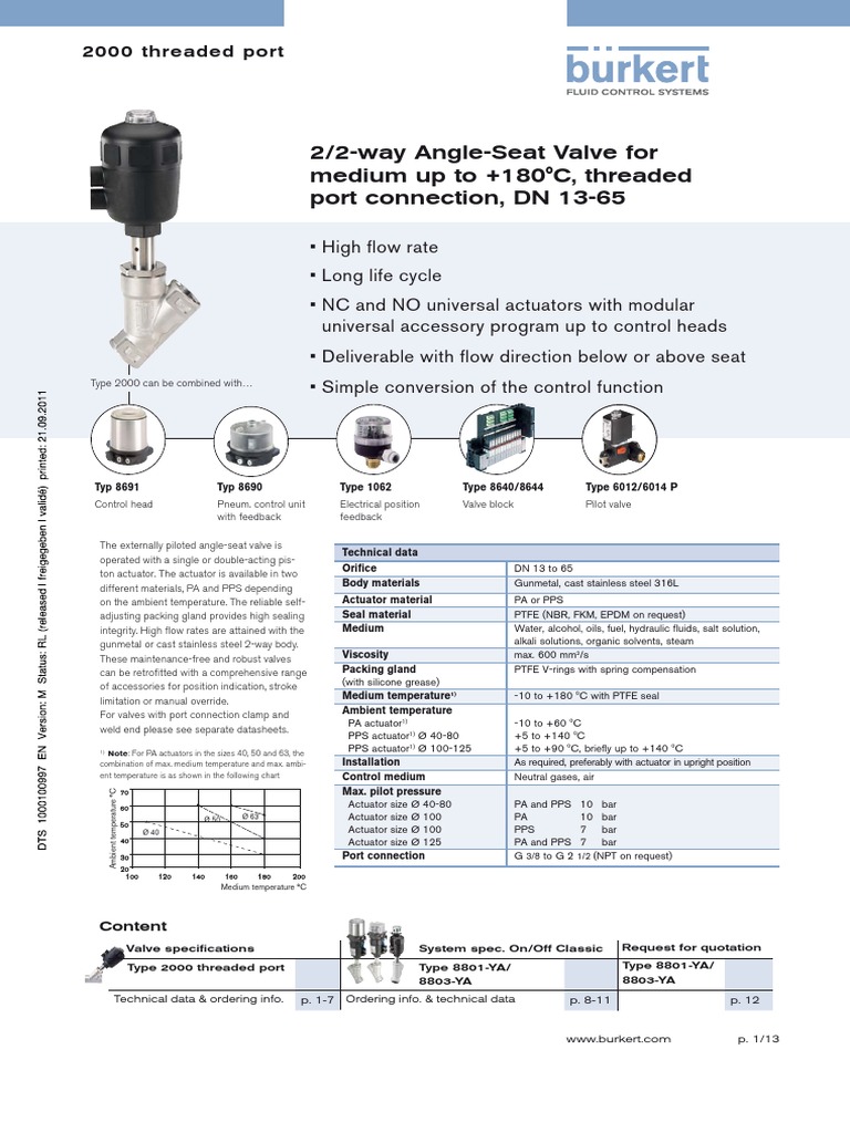Burkert Valve Catalogue | PDF | Valve | Pressure