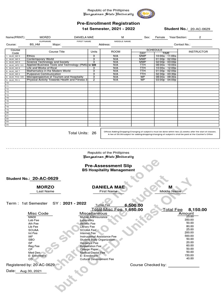 Fees Shown Are Not To Be Charged To The Student But To CHED-Unifast ...