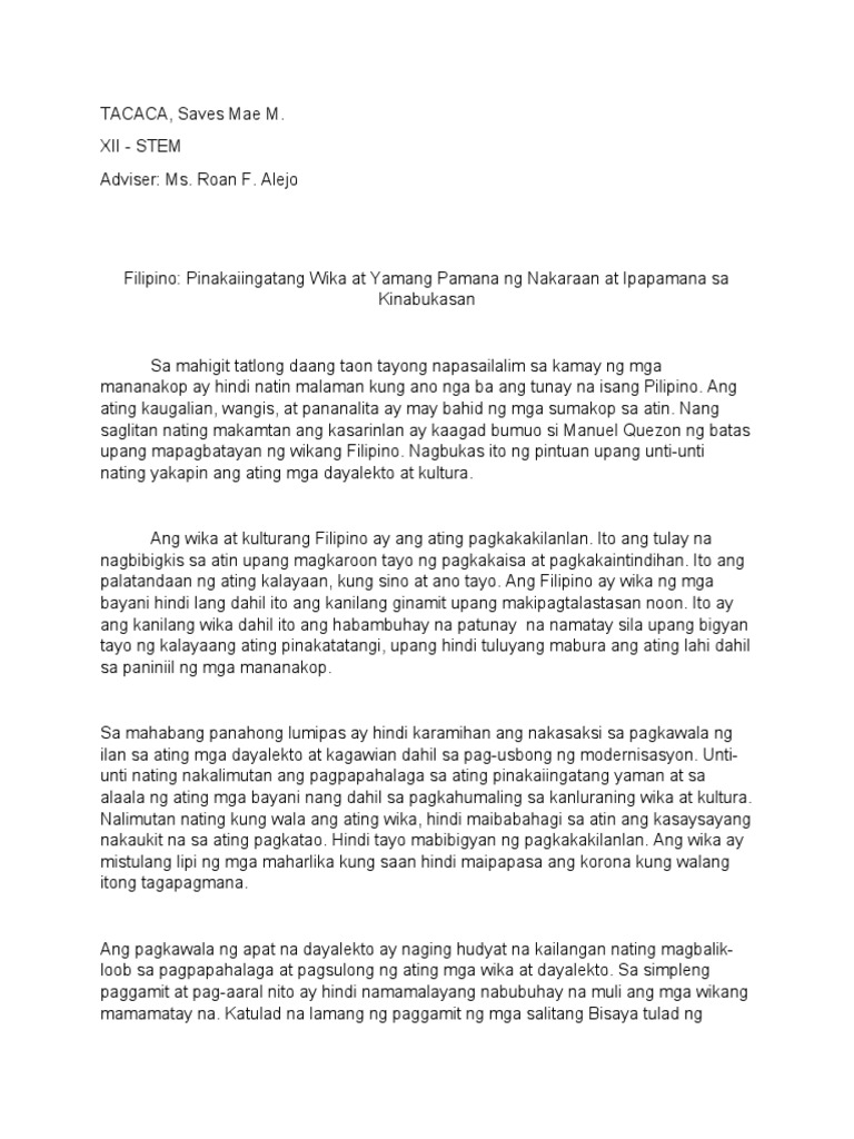 Pagsulat NG Sanaysay | PDF